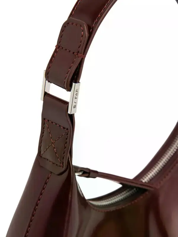 By Far Amberette Semi-patent Shoulder Bag - Brown