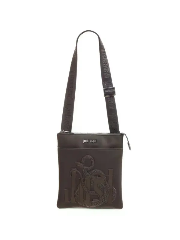 Just Cavalli Snake-embossed Logo Shoulder Bag - Brown