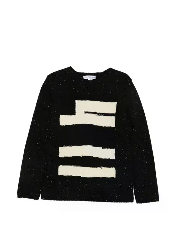 Comme Des Garçons Intarsia-knit Flecked Sweater - Black