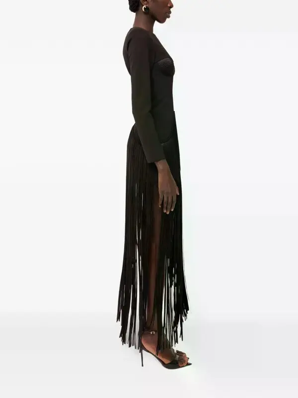 NISSA Fringe-trim Mini Dress