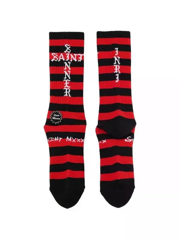 SAINT MXXXXXX Striped Intarsia-knit Socks
