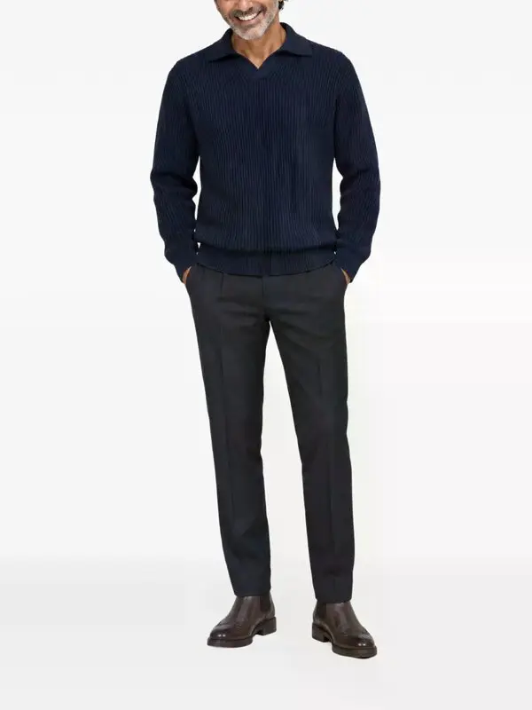 FRANZESE COLLECTION Steve Mcqueen Ribbed-knit Pointed-collar Sweater