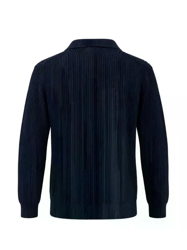 FRANZESE COLLECTION Steve Mcqueen Ribbed-knit Pointed-collar Sweater - Blue