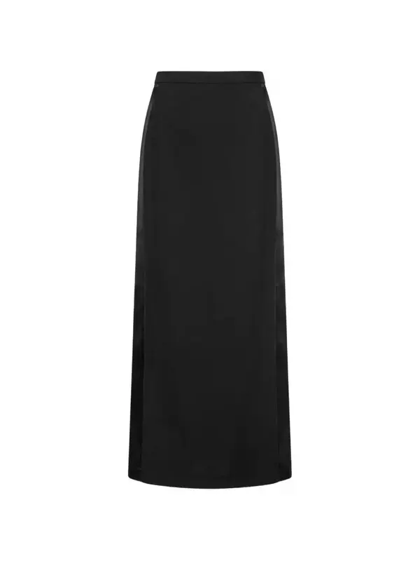 Andamane Nada Satin-trim Front-slit Maxi Skirt - Black