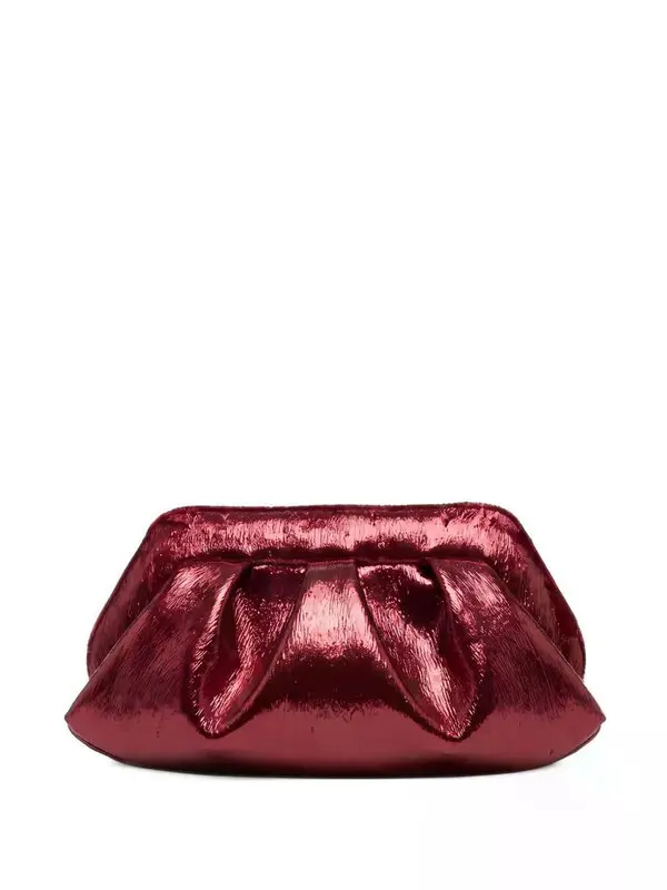 THEMOIRE Bios Metallic Ruched Clutch Bag - Red