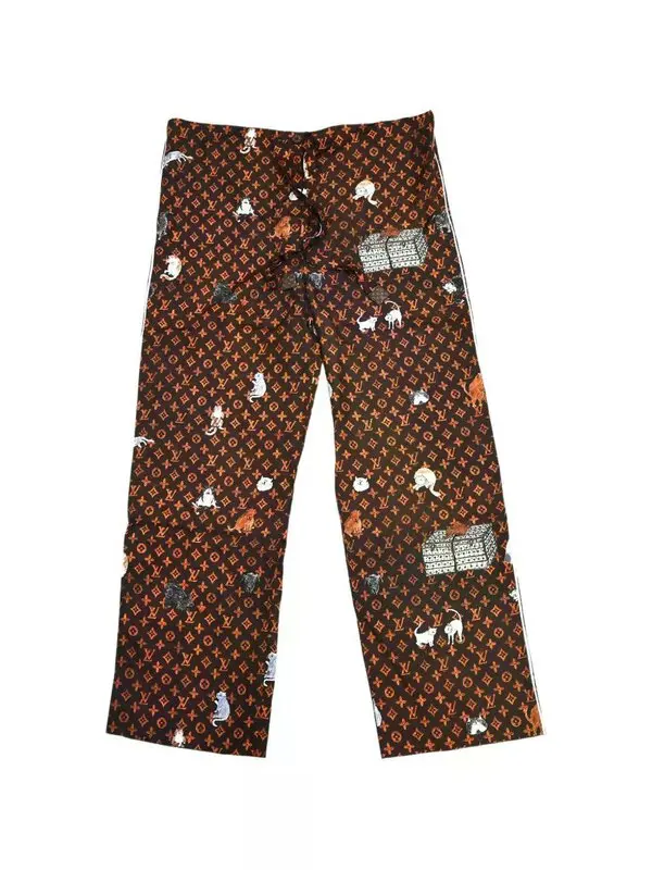 LOUIS VUITTON 2019 Monogram Cat Straight-leg Trousers - Brown