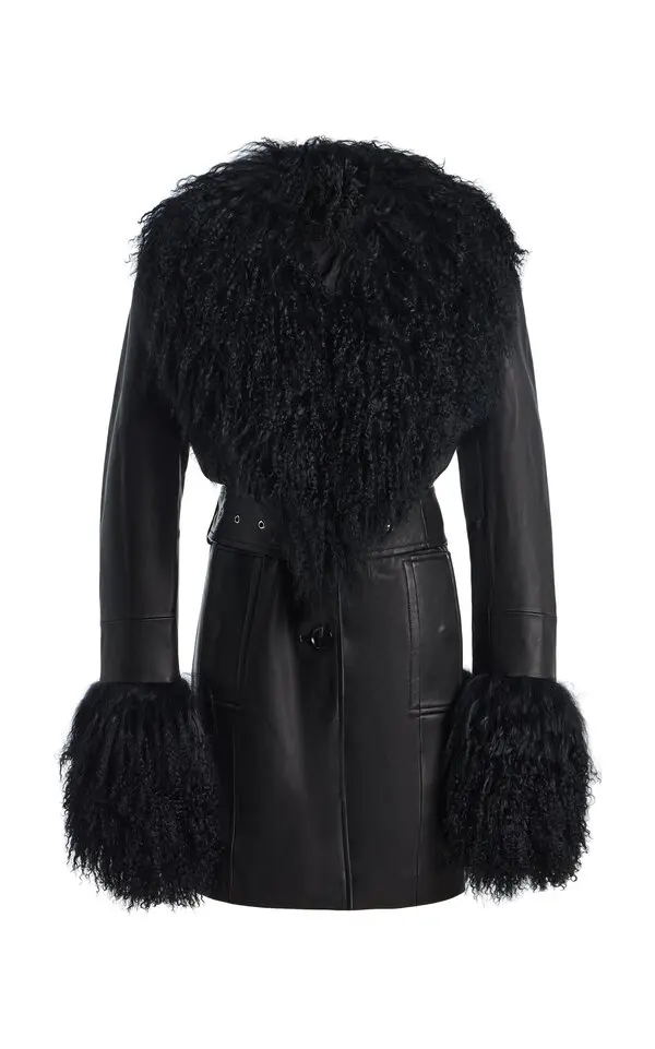 STAND STUDIO Mimmi Belted Leather Jacket - Black