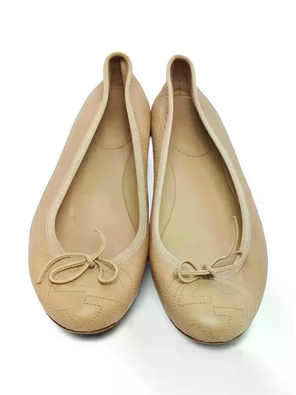 Gucci Interlocking Gg Bow Leather Ballet Flats