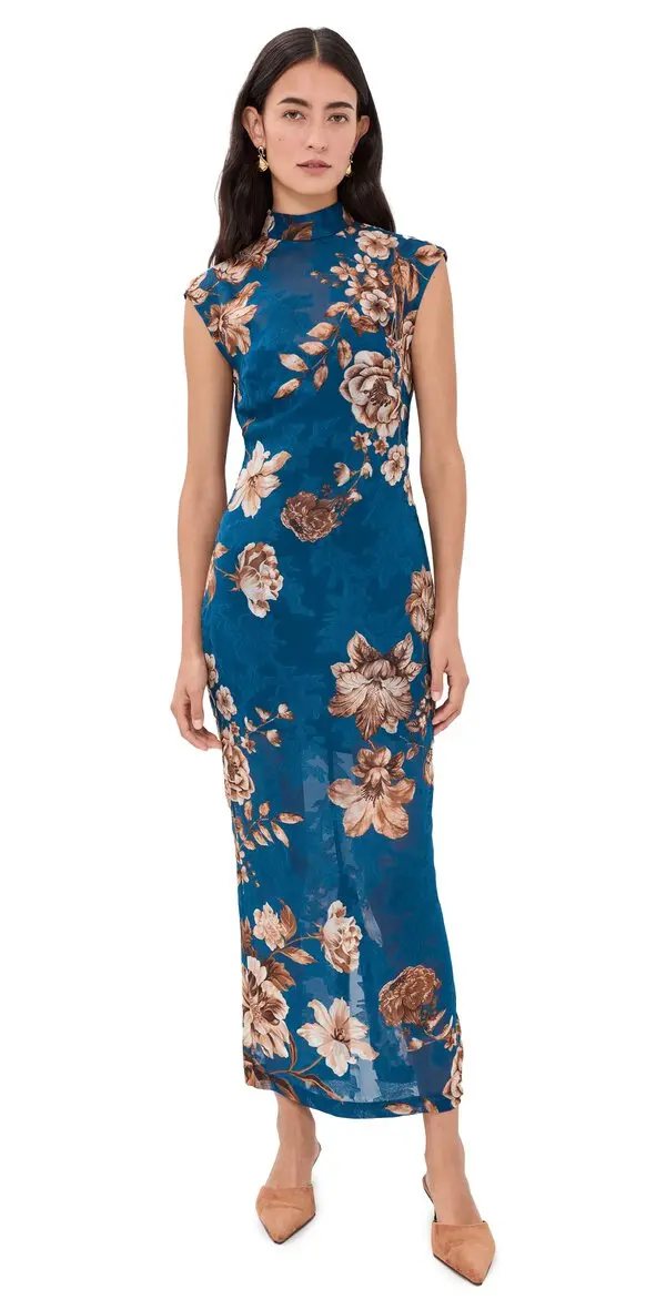 Hemant & Nandita Midi Dress With Slip - Teal