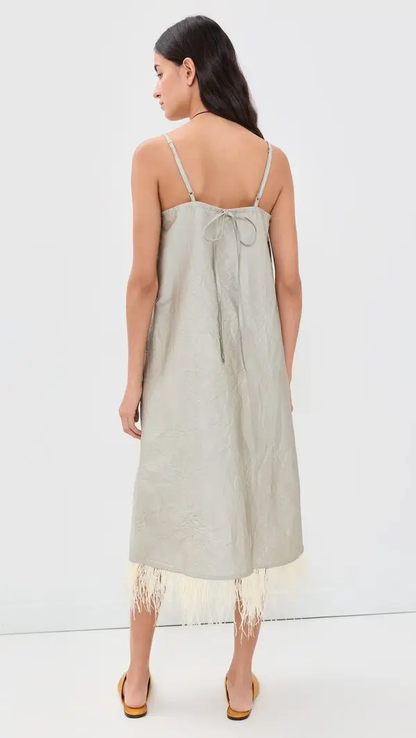 Chan Luu Crinkle Techno Taffeta Feather Dress