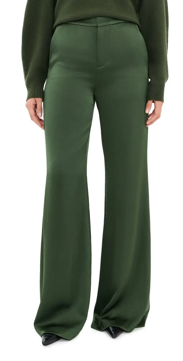 Alice + Olivia Dylan High Rise Wide Leg Pants - Dark Fern