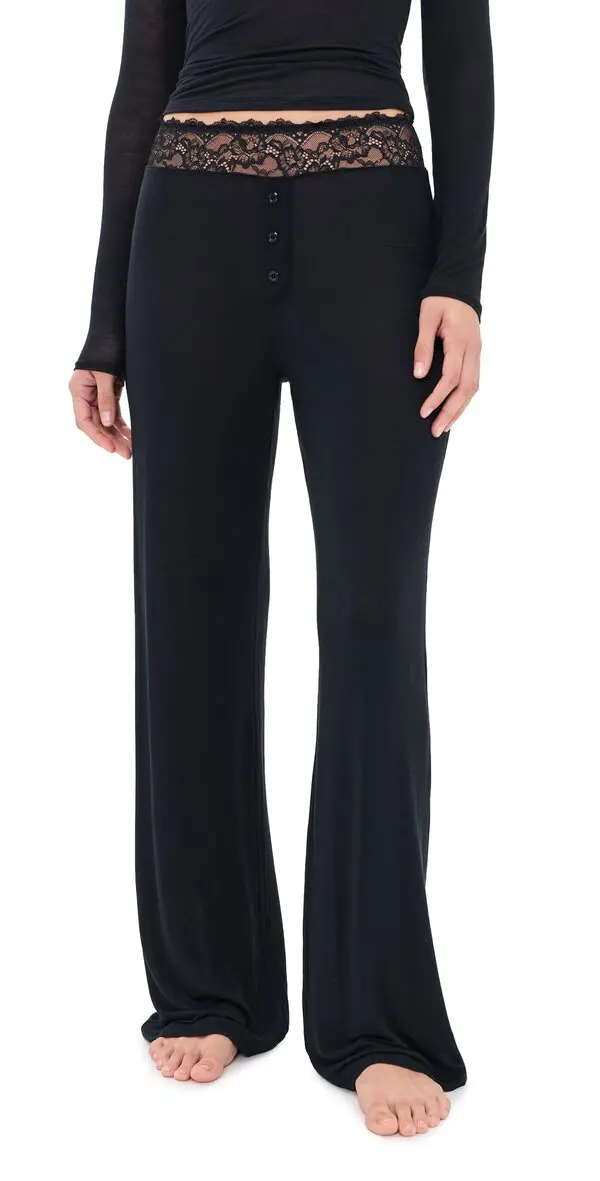 FLEUR DU MAL Cashmere Butter Pajama Pants - Black