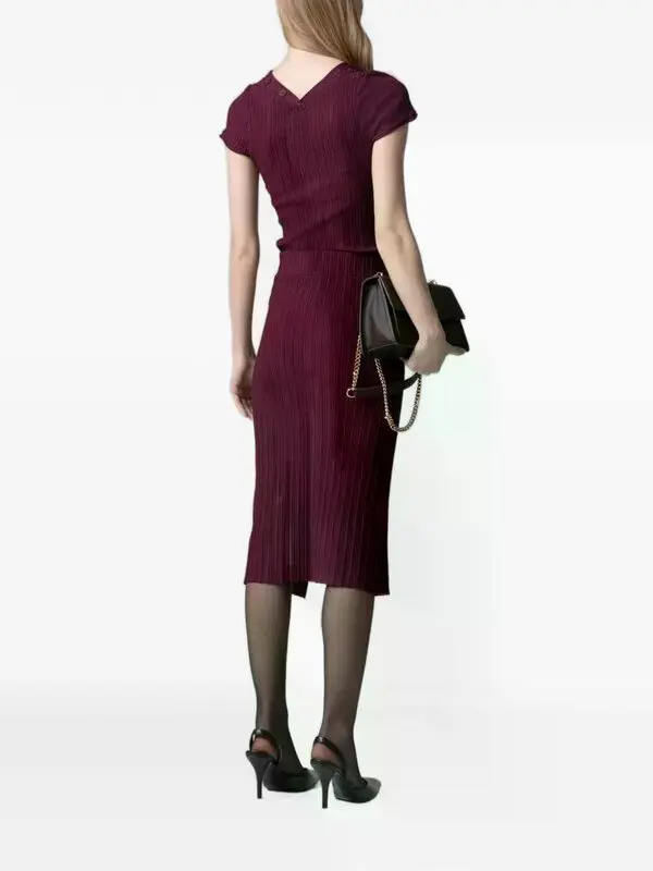 GAELLE PARIS Ribbed-knit Button-up T-shirt