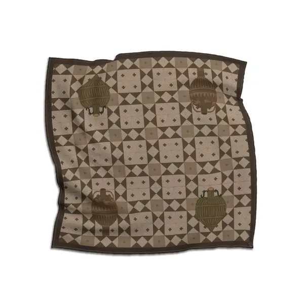SILK&SOUL Greek Pottery Pocket Square - Brown