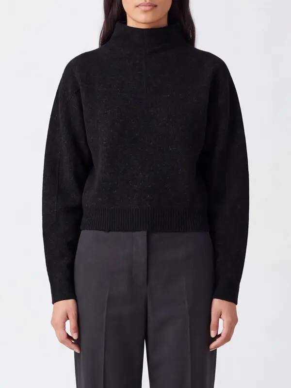 Max Mara Wool And Cashmere Roll Neck Jumper With Ribbed Trims - Gray