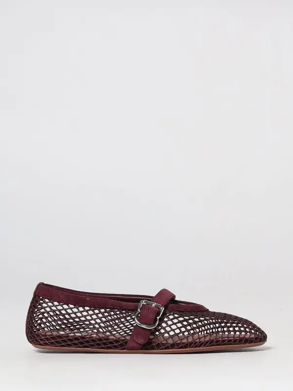 Alaïa Alai�a Mesh And Leather Mary Jane Ballet Flats With Adjustable Strap - Red