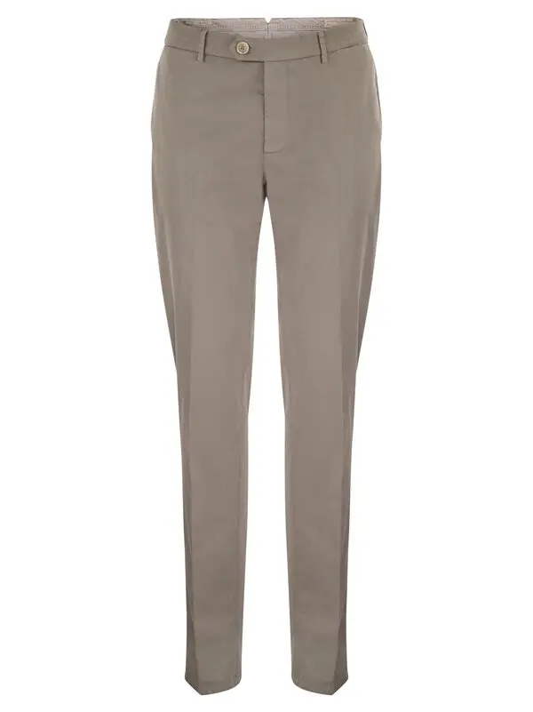 Brunello Cucinelli Italian Fit Cotton Gabardine Trousers - Multicolor