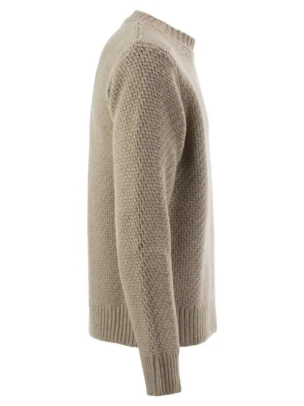 Stone Island Virgin Wool Blend Textured Crew-neck Jumper