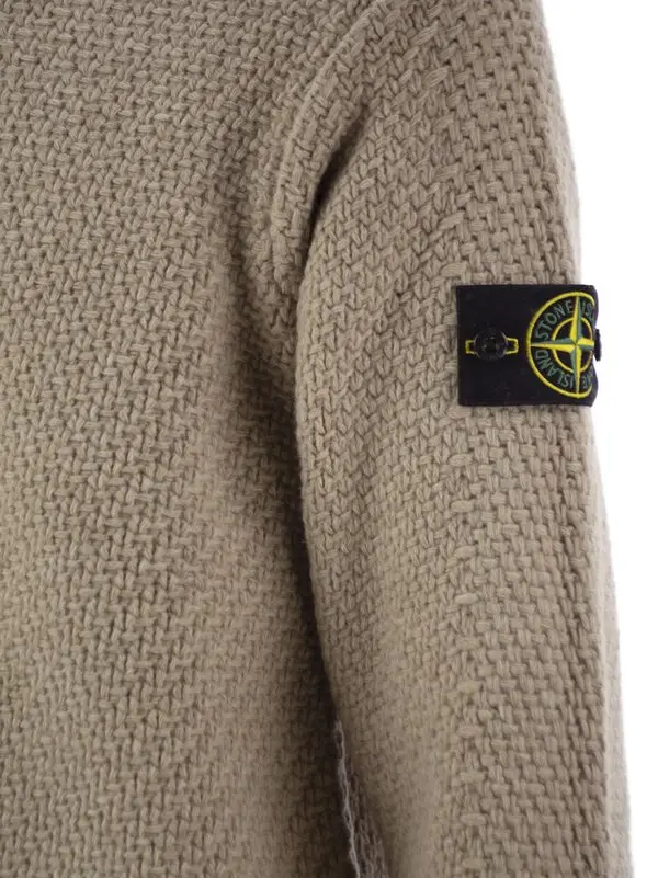 Stone Island Virgin Wool Blend Textured Crew-neck Jumper