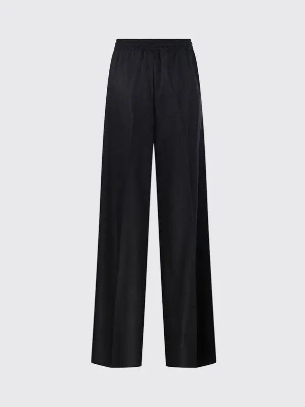 Max Mara High-waisted Virgin Wool Palazzo Trousers With Drawstring - Gray