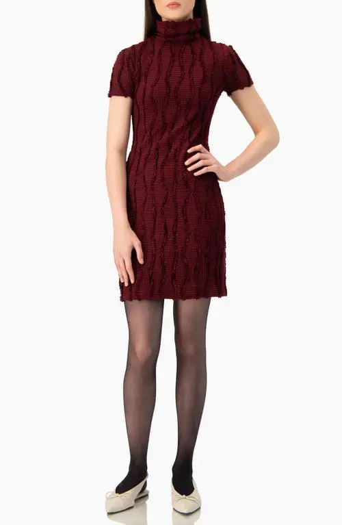 IVONNE Ruffle-collar Turtleneck Dress In Lattice Knit