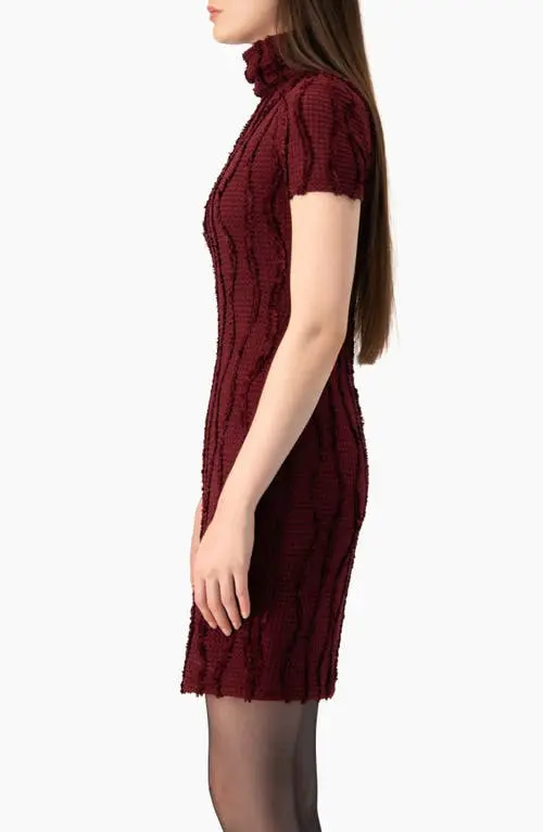 IVONNE Ruffle-collar Turtleneck Dress In Lattice Knit