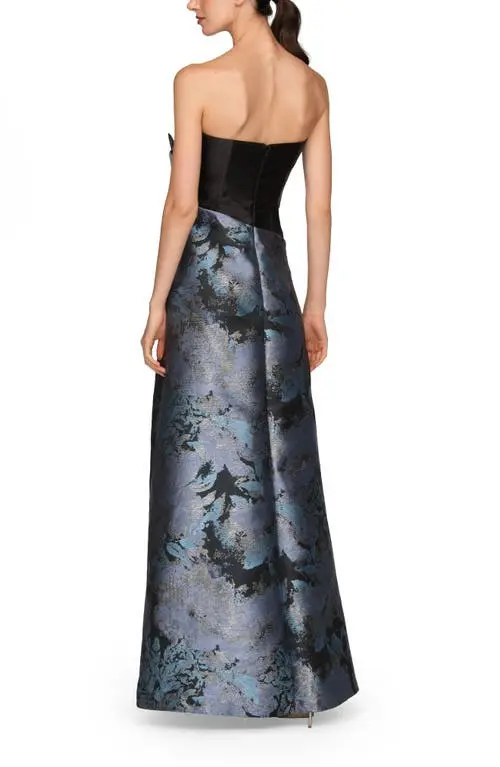 KAY UNGER Eva Strapless Jacquard Gown