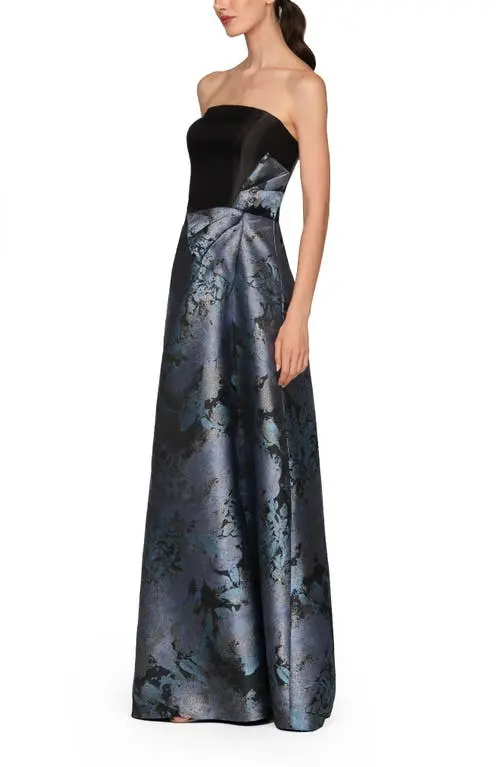 KAY UNGER Eva Strapless Jacquard Gown