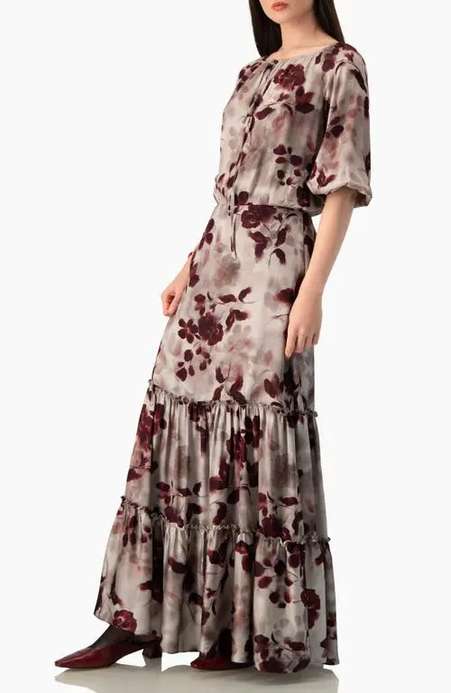 IVONNE Floral-print Tiered Maxi Dress With Flutter Sleeves