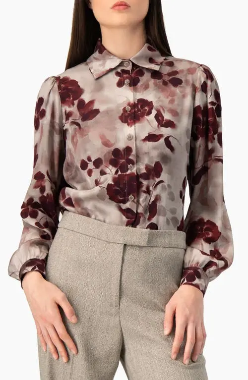 IVONNE Long-sleeve Button-up Floral Blouse