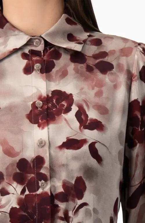 IVONNE Long-sleeve Button-up Floral Blouse