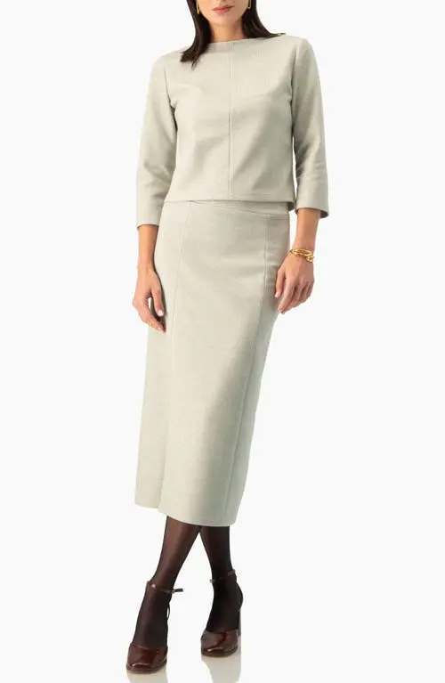 IVONNE Pencil Midi Skirt With Front Slit
