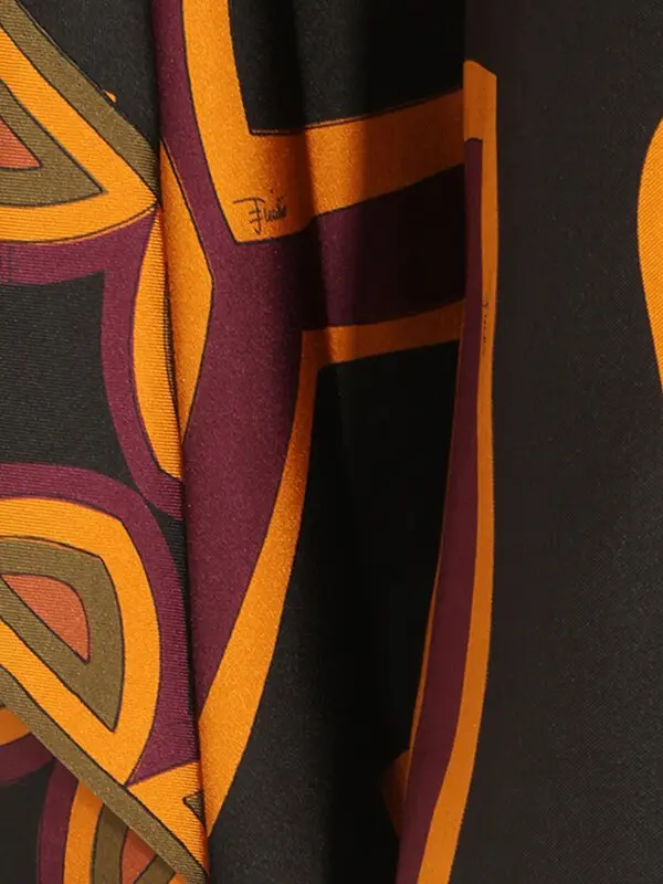Emilio Pucci Ethnic Print Silk Short-sleeved Blouse With Straight Neckline