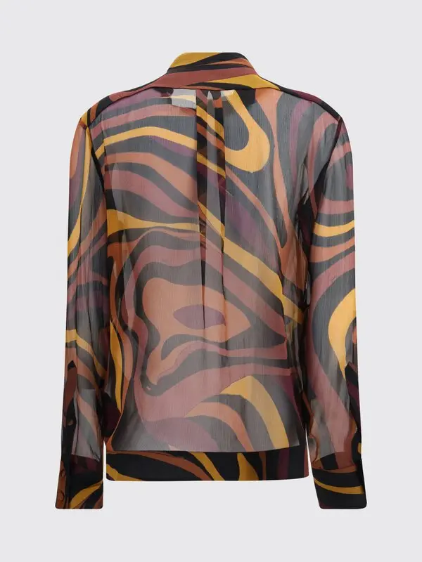 Emilio Pucci Abstract Print Pure Silk Shirt With Ruffle Details