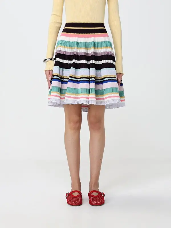Alaïa Alai�a A-line Knit Mini Skirt In Striped Viscose - Multicolor