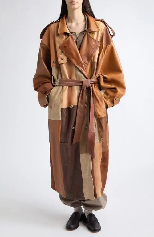 ACT N*1 Patchwork Leather Trench Coat