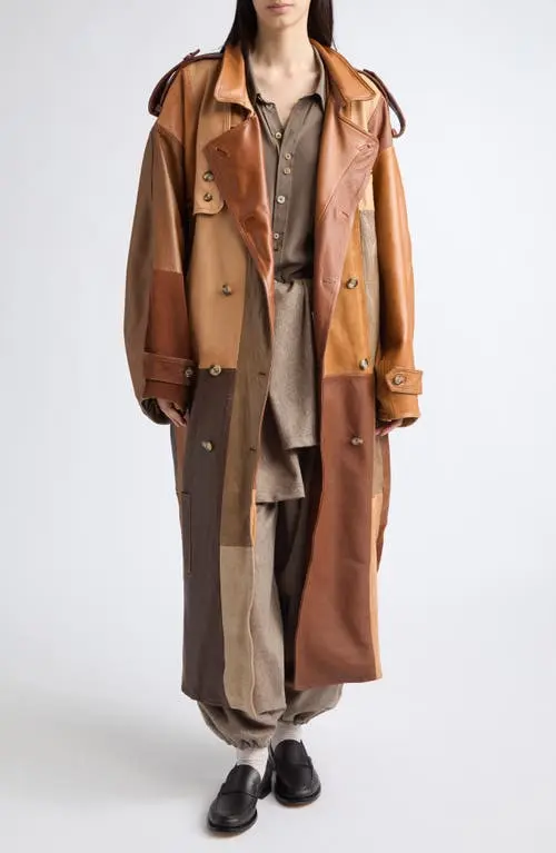 ACT N*1 Patchwork Leather Trench Coat