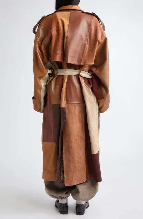 ACT N*1 Patchwork Leather Trench Coat