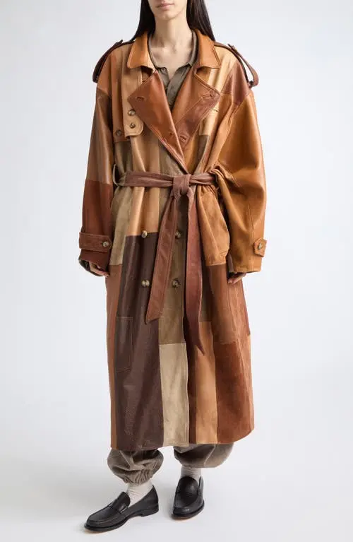 ACT N*1 Patchwork Leather Trench Coat