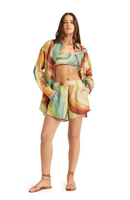 Vitamin A® Playa Vida Linen Cover-up Shirt