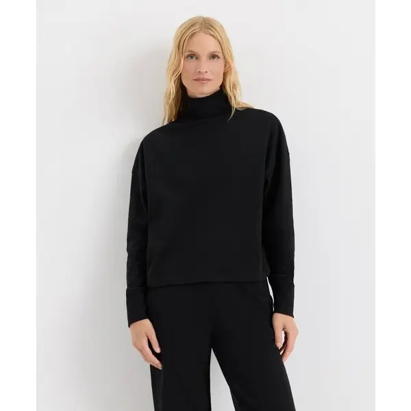 PACT Organic Cotton Roam Funnel Neck Top - Black