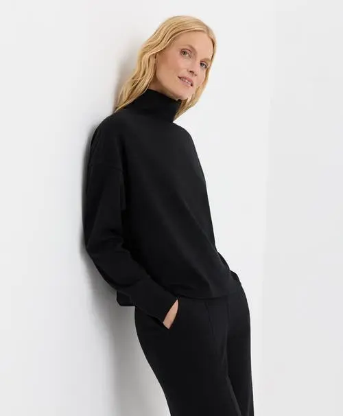 PACT Organic Cotton Roam Funnel Neck Top - Black