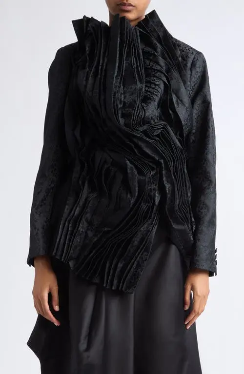 Comme Des Garçons Pleated Jacquard Jacket - Black