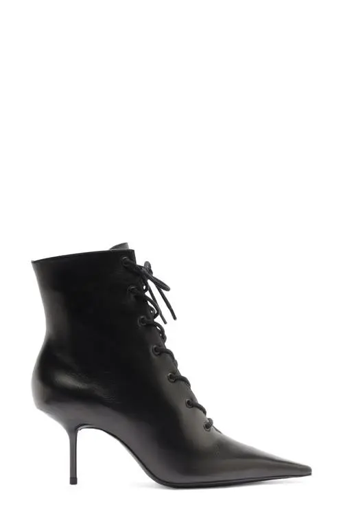 Schutz Roxanne Lace Pointed Toe Leather Bootie