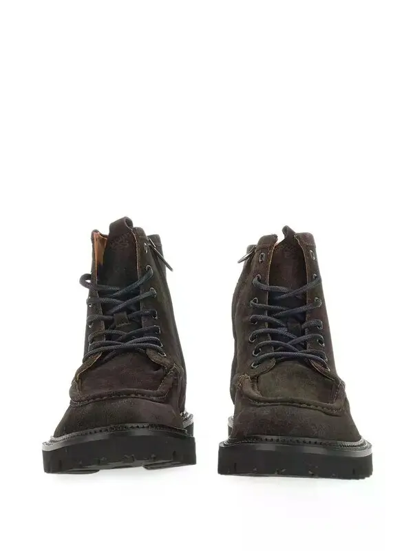 BOSS Lace-up Boots In Suede With Side-zipper