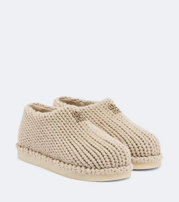 Miu Miu Knitted Slip-on Shoes - Beige