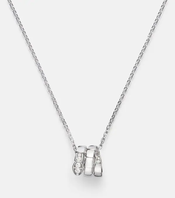 BVLGARI Serpenti Viper 18kt White Gold Necklace With Diamonds - Silver