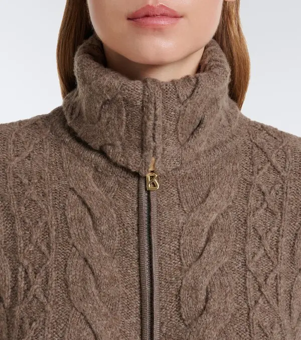 Bogner Lotta Cable-knit Wool-blend Zip-up Sweater