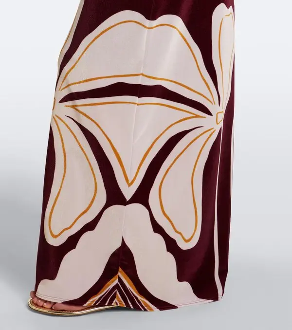 CALA DE LA CRUZ Yves Floral Gathered Velvet Gown