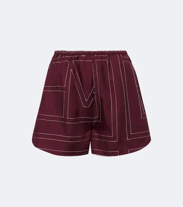 TOTEME Monogram Silk Twill Shorts - Red